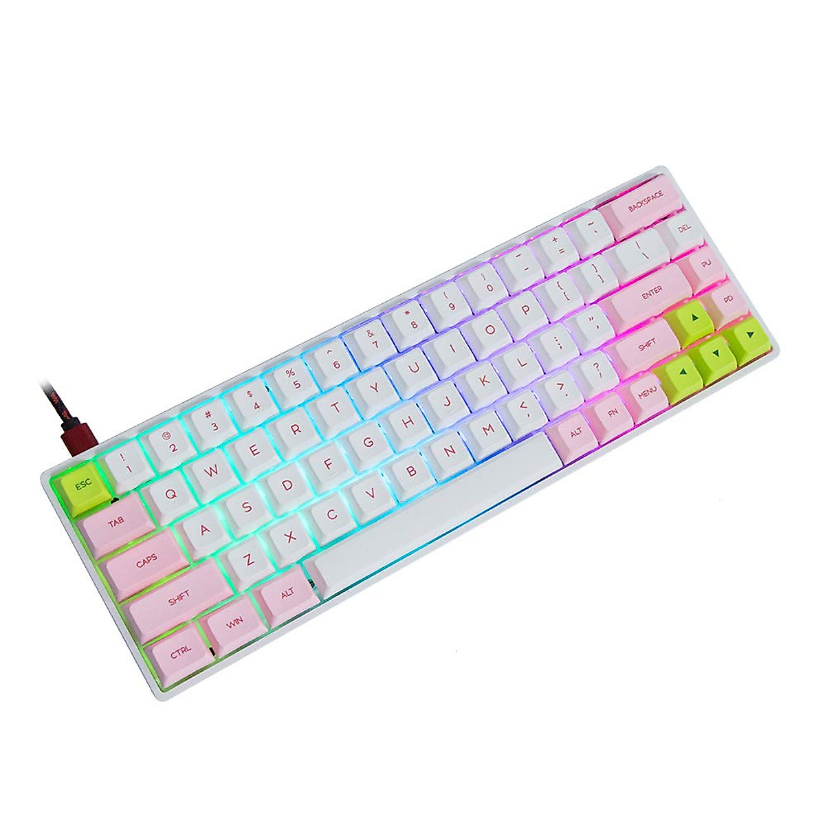 EPOMAKER SKYLOONG SK68 Keys Hot-swap RGB Mechanical Keyboard with Dye-subbed PBT GSA Keycaps, 3Fn Programmable Macros for Mac/Win/Android/iOS (Gateron Optical Blue, Pink White)