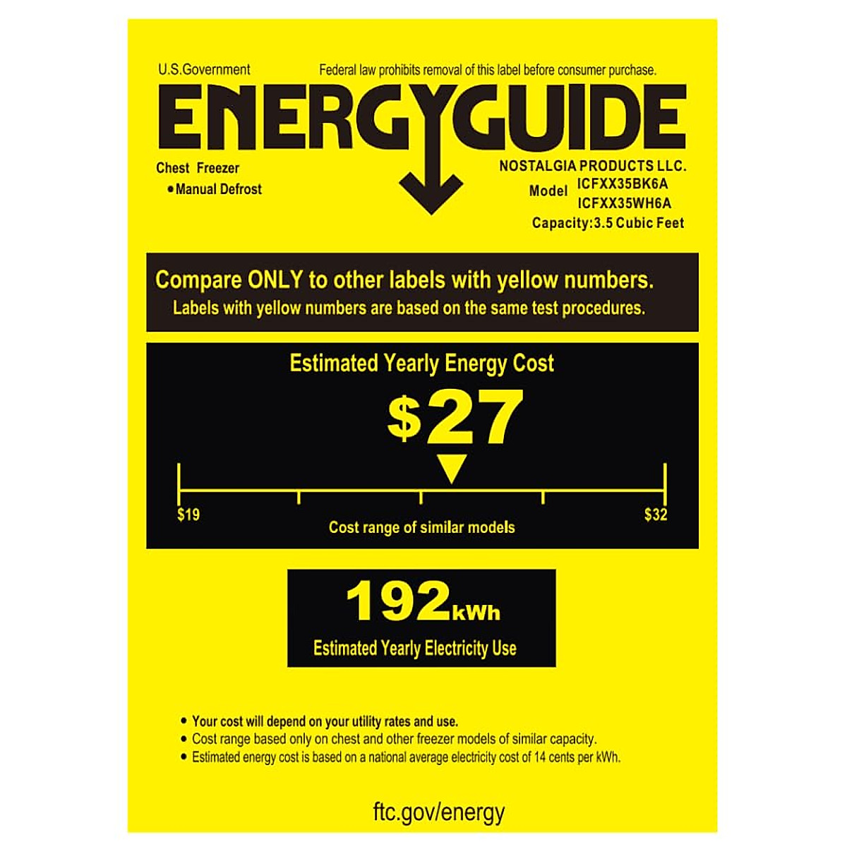 Igloo ICFXX35WH6AD Chest Freezer with Removable Basket and Front Defrost Water Drain, Small Deep Freezer Perfect for Homes 3.5 Cu.Ft., White