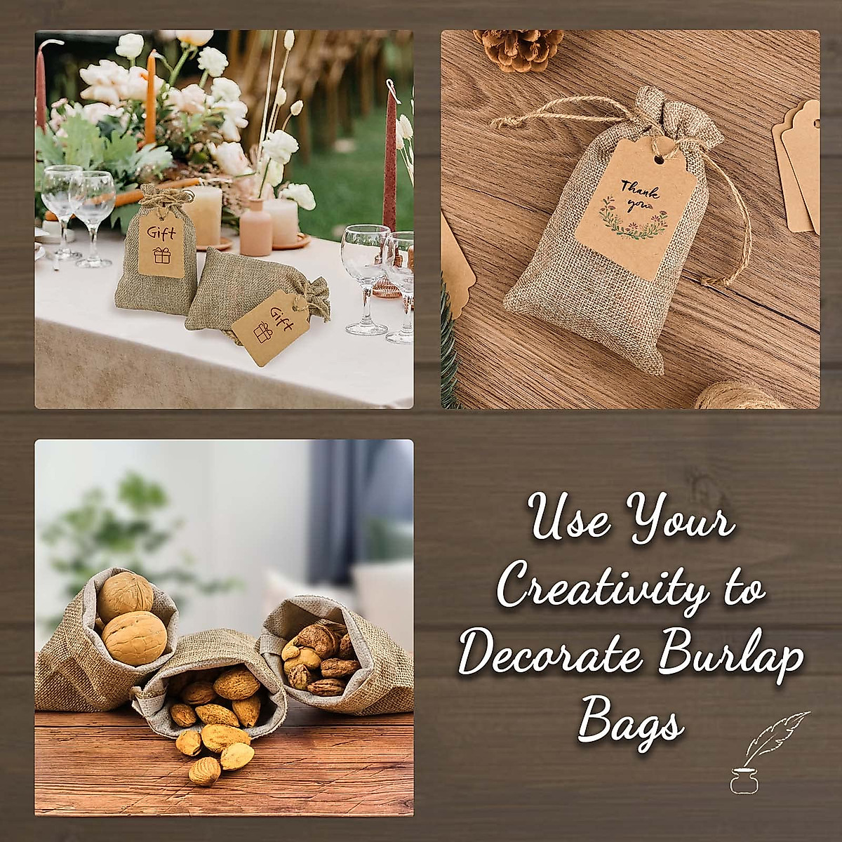 Jutieuo 25pcs Small Burlap Bags with Drawstring 4x6 Inch Reusable Premium Mini Gift Bag with Tag and String, Linen Sacks Bags for WeddingParty Favor Bags, Jewelry Pouches, Coffee, DIY Craft Bags