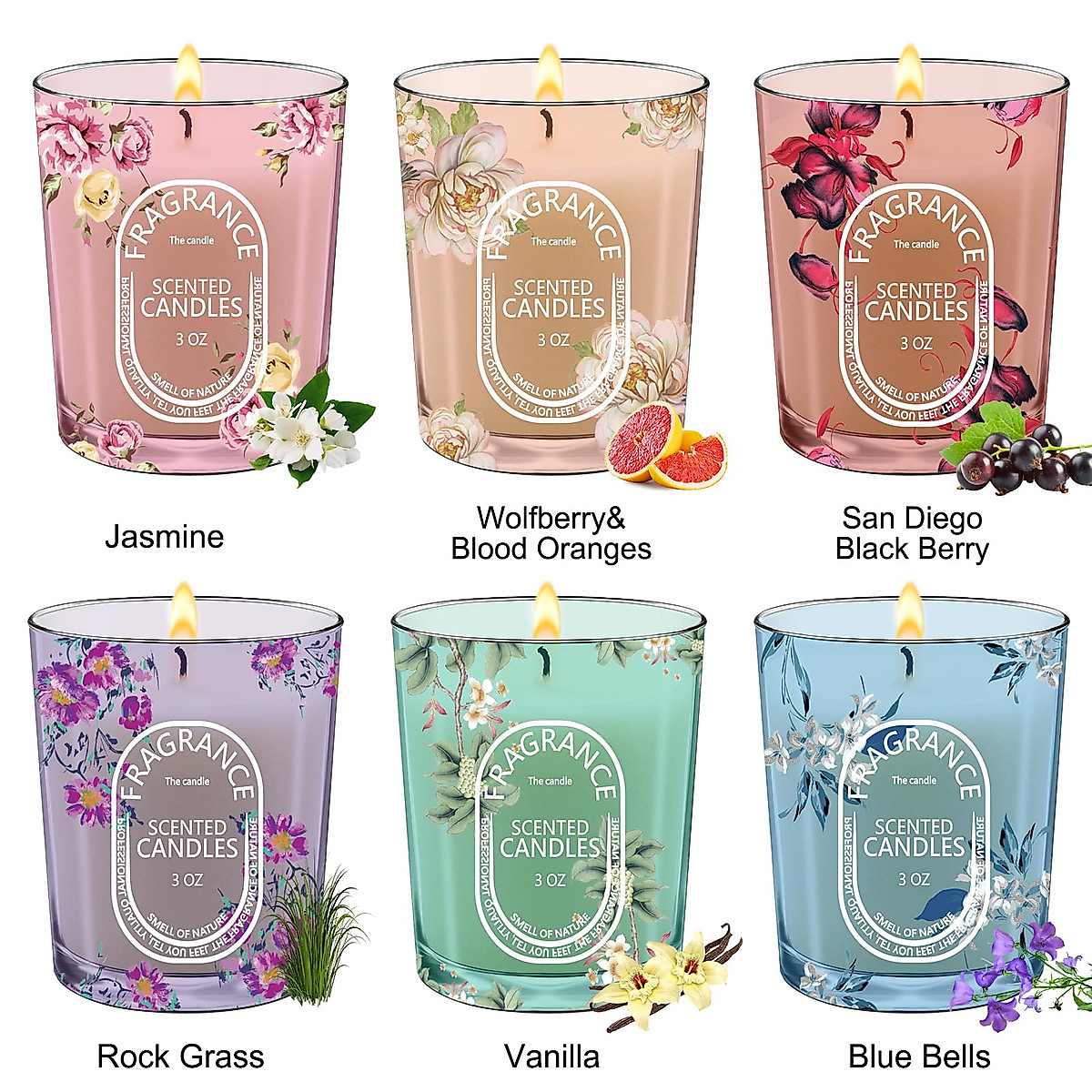 Myido Powerful Scented Candle Gift Set, 6pcs - Home Scented Candles, Home Ladies Gift Sets, Holiday Gifts, Christmas Thanksgiving Gifts, Scented Soy Wax Premium Aromatherapy Candles