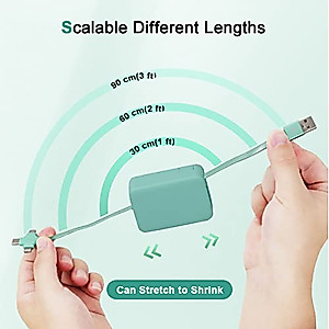 2 Pack 3 in 1 Multi Retractable Charging Cable, Three in One Charging Cable Roll, Multi Retractable USB Cable Charger Cable with Micro USB IP Type C Connectors