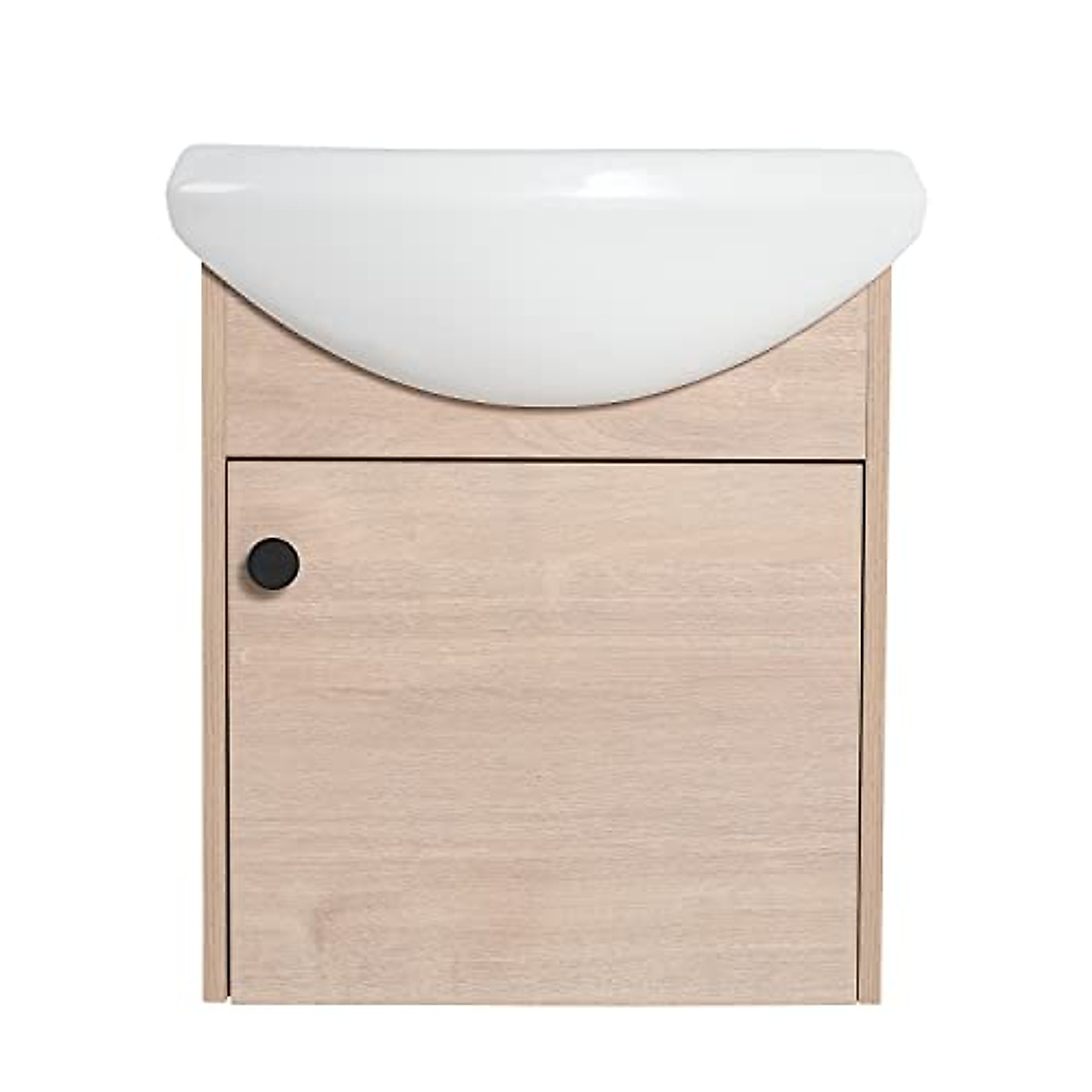 Yoluckea 18 Inch Bathroom Vanity Set Small Bathroom Vanity,Bath Vanity with Ceramic Sink Single Bathroom Vanity Cabinet for Small Space,Bathroom Vanity and Sink Basin,1 Door (Brown-20.9''H)