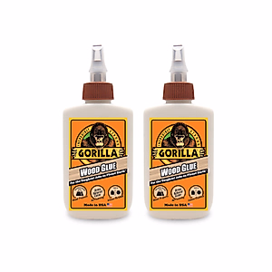 Gorilla Wood Glue; 4 Ounce Bottle; Natural Wood Color; (Pack of 2)