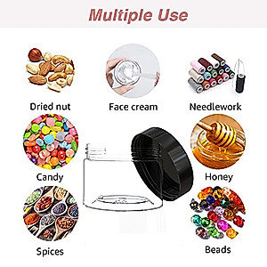4 oz Plastic Pot Jars Round Clear Leak Proof Plastic Cosmetic Container Jars with black Lids for Cosmetic, Lotion, Cream, Eye shadow, 12 Pcs.