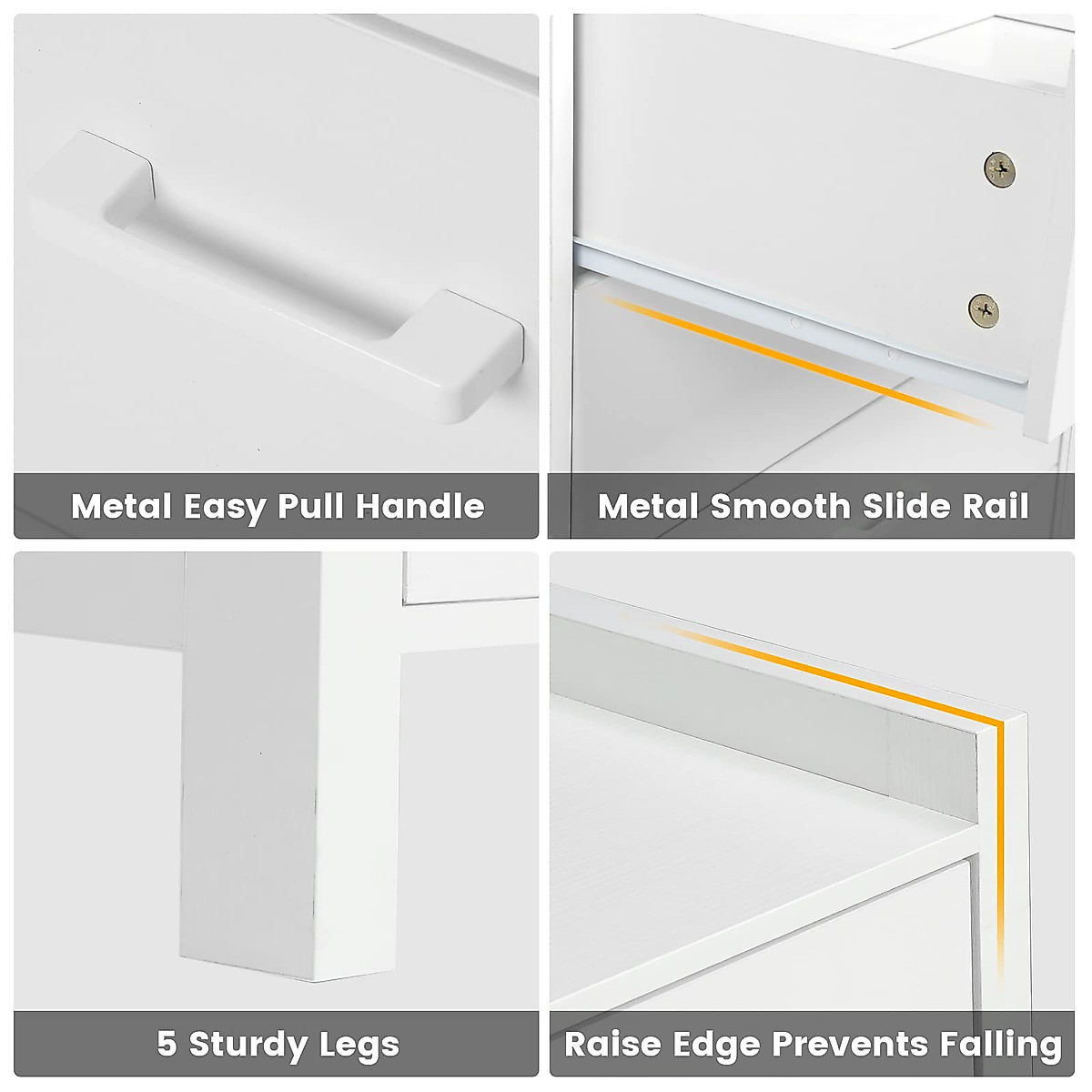 Hasuit White Dresser for Bedroom with LED Lights, Large Capacity Wooden Storage Cabinet, Chest of 6 Drawers, 6 Drawer Dresser for Hallway, Entryway