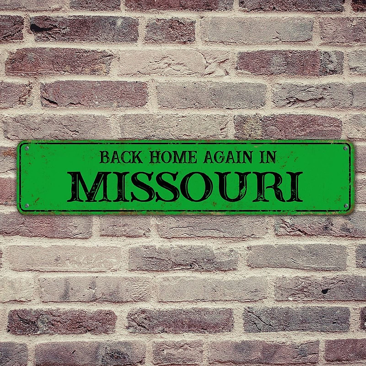 Gate Home Décor Metal Signs Outdoor Back Home Again in Missouri Decorative Gifts Posters USA American State Outline Customized Metal Plaque for Pubs Club Front Door Terrace Wall Décor 4x18in