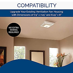 Broan-NuTone NuTone FG800SPKS Bluetooth Speaker Bathroom Exhaust Grille Cover with LED Light Bath Fan, White