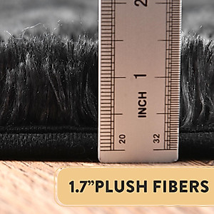 Shaggy Soft Fluffy Rug Non-Slip Indoor Floor Carpet for Living Room Anti-Skid Indoor Carpet Tie-Dyed Black Grey 2x3 Feet