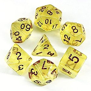 DND Dice Golden Transparent Dice with Color Changing Glitter for Dungeons and Dragons Role Playing Game,D&D,MTG,Pathfinder Dice Set with Dice Pouch