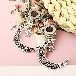 TIANCI FBYJS 3 Pairs Stainless Steel Dangle Ear Plugs Tunnels Gauges Stretcher Piercings 2g-0g-00g Earrings for Women Men (8mm=0g)