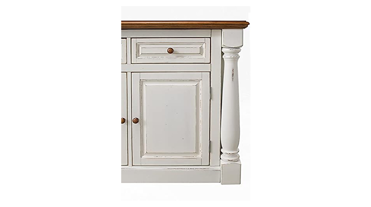 Homestyles Monarch Kitchen Island Set - 50 Inch Antique White