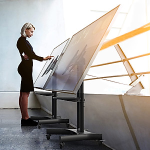 ONKRON Mobile TV Stand on Wheels for 32" - 70" TV up to 99 lbs - Floor TV Stand Tilt - Height Adjustable TV Stand Floor max VESA 600x400 - Portable TV Stand on Wheels/TV Cart Rolling TV Stand Black