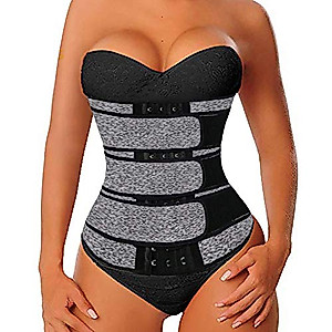 Women's Waist Trainer Corset Trimmer Belt Slimming Body Shaper Sports Girdle Waist Cincher Shapewear Grey