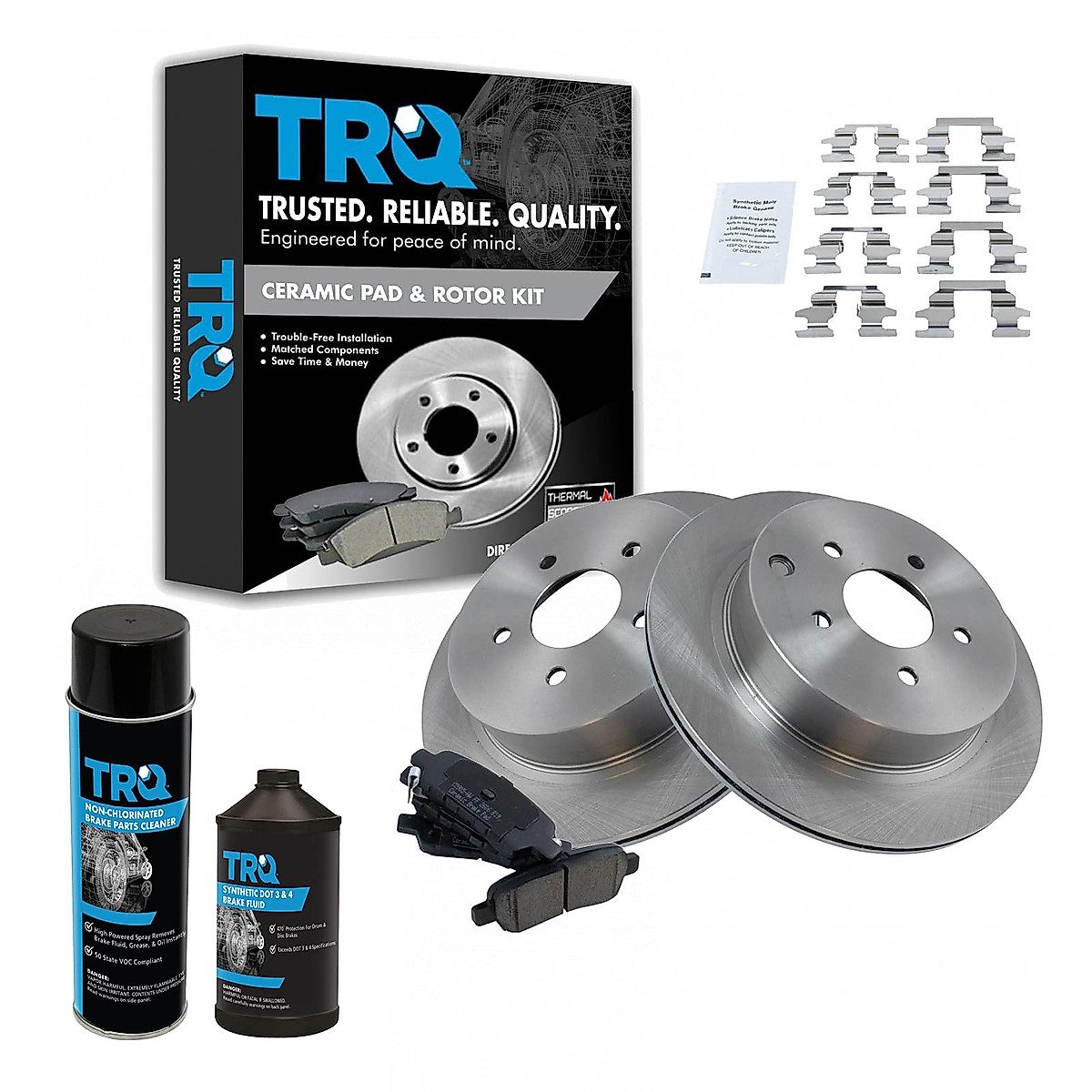 TRQ Rear Brake Pad & Rotor Kit Ceramic Compatible with 03-20 INFINITI 03-22 Nissan