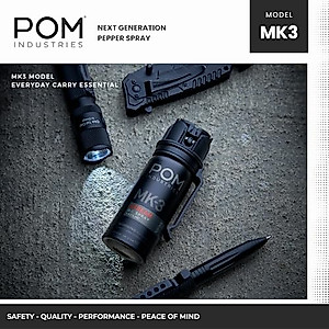 POM MK3 Pepper Spray, Belt Clip Model - Maximum Strength, Flip Top Safety 360° Performance, 18-20-Foot Range, Powerful, Accurate Stream
