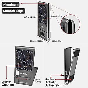 OFUYERL Fully Foldable Cell Phone Stand,Folds Flat Adjustable Portable Mobile Phone Holder for Desk,Travel Desktop Marble Cellphone Stand,Compatible with iPhone,Galaxy,All Smartphone (Grey,Black)