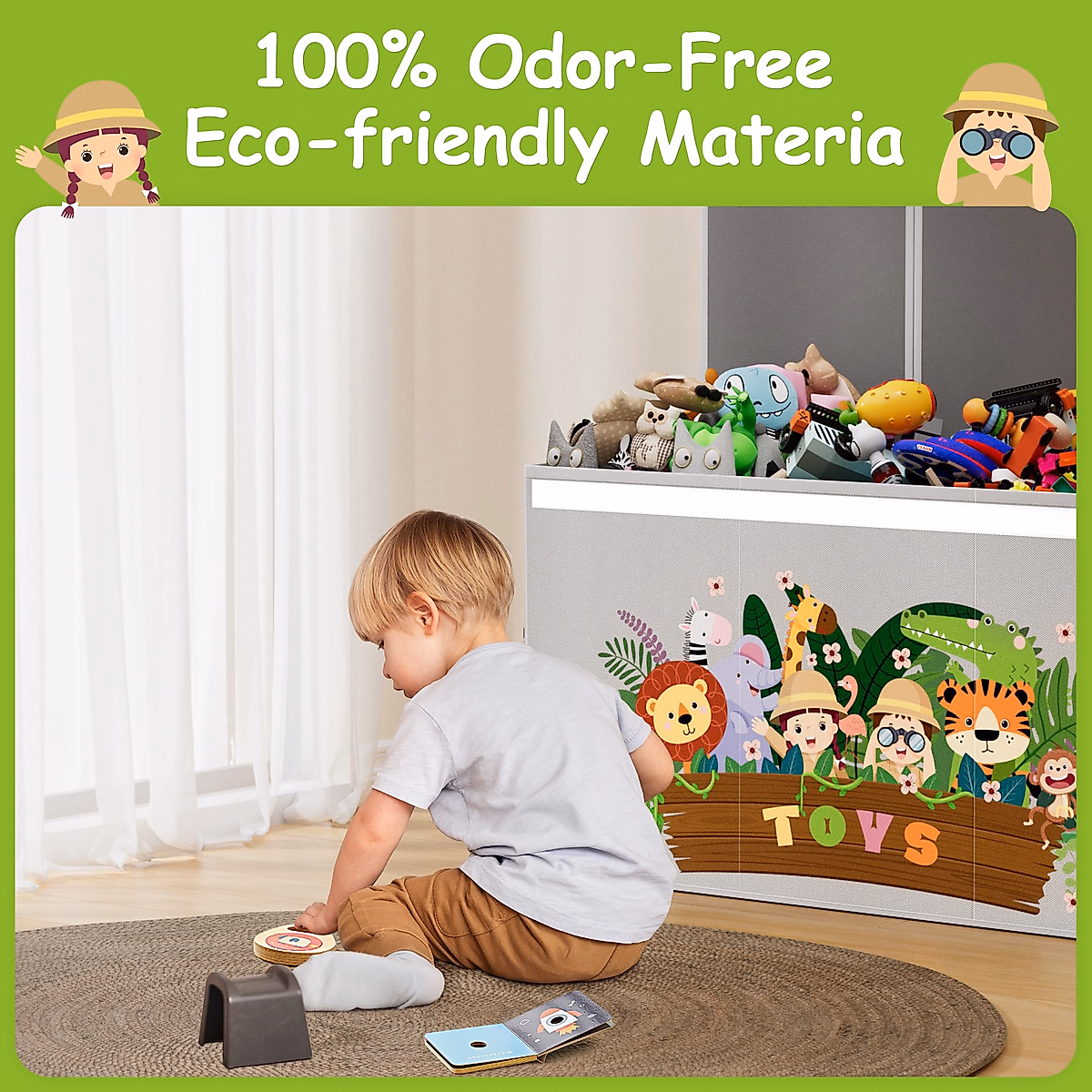 Momsnug Large Toy Box for Kids, Collapsible Sturdy Toy Chest for Boys, Girls, Toy Storage Organizer Bins with Lids, Large Toy Box Chest for Nursery Room, Playroom, Closet, Office