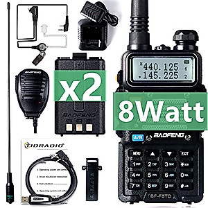 BaoFeng Radio (Upgraded from BaoFeng UV-5R) 8Watt Ham Radio Handheld with Extra 1800mAh Battery and 771 Long Antenna Dual Band Walkie Talkies Two Way Radio Includes Full Kit