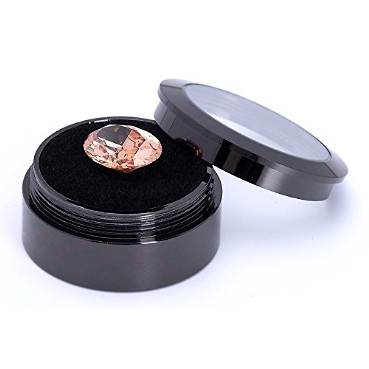 Mini Diameter 1.3 inch Loose Diamond or Gemstone Display Box Case Holder Show Container Metal (Black-1.3x0.5 inch)