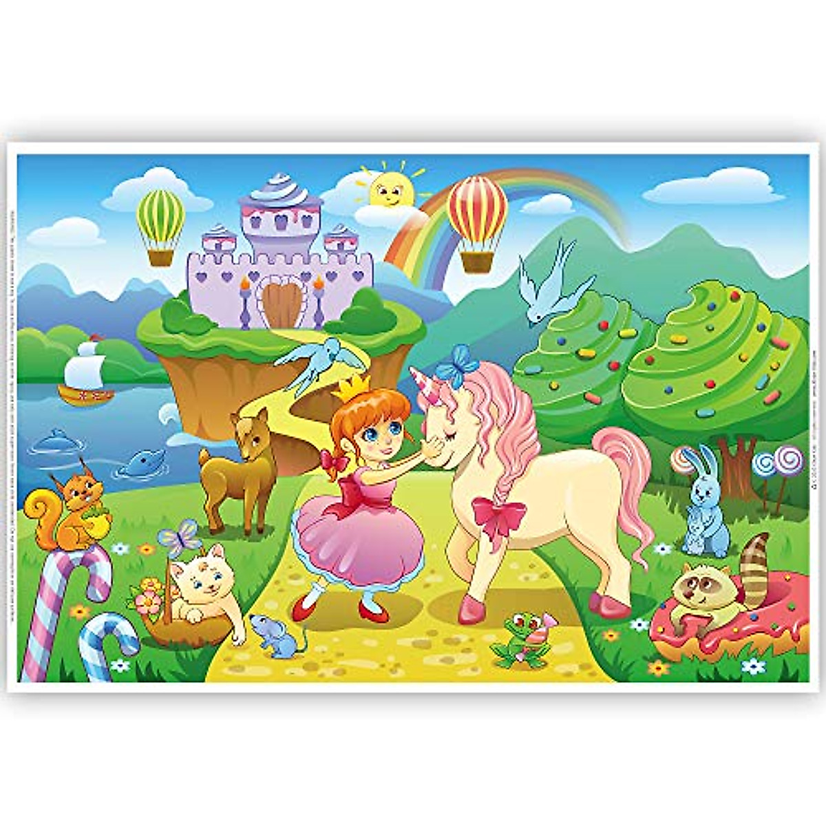 Klean Kids Princess and Unicorn Disposable Placemats for Toddlers and Baby (40 Pack) - Fun Disposable Table Mats for Kids That Keep Children Happy at Restaurants and Protect Dining Table