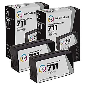 LD Products Remanufactured Ink Cartridge Replacement for HP 711 CZ133A High Yield (Black, 2-Pack) for use in HP DesignJet T120, T125, T130, T520, T525 24In, T525 36In, T530 24In, T530 36In Printers