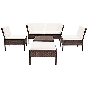 DYRJDJWIDHW Patio Set,Backyard Furniture,deep Seating Outdoor Furniture,6 Piece Patio Lounge Set with Cushions Poly Rattan Brownoutdoor Furniture Ottoman,Patio Chairs with Ottomans,