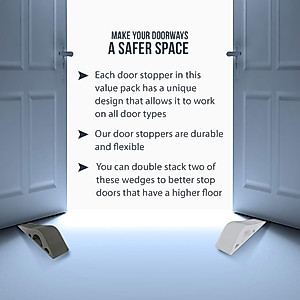 iCooker 4 Pack Door Stopper [Reliable and Practical] Rubber Door Stop Security Wedge| Flexible | Non-toxic | Longer Lasting | Works with [Easy Install Hinges with Bonus Holder]