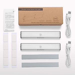 Led Cabinet Lights,Motion Activated 20-LED Wireless Motion Sensor Closet Lights,Rechargeable USB,Battery Powered,Safe,Portable, Magnetic,Easy to Install,for Closet/Cabinet/Wardrobe/Kitchen(2Pack)