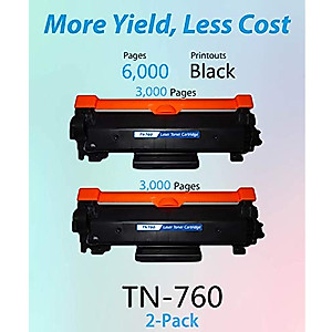 MM Much & More Compatible Toner Cartridge Replacement for Brother TN-760 TN760 TN770 Used for HL-L2350DW L2390DW L2395DW L2370DWXL DCP-L2550DW MFC-L2710DW L2750DWXL Printers (2-Pack, Black)