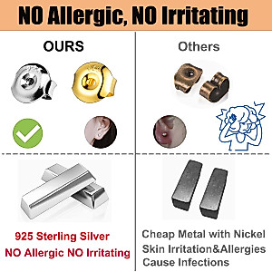 DELECOE 14K Gold Plated Earring Backs Replacements, 925 Sterling Silver Hypoallergenic Secure Gold Earring Backs Locking for Studs Earrings