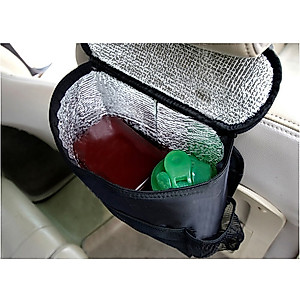 FrontTech Car Seat Back Organizer, Auto Seat Multi-Pockets Travel Storage Bag, Insulated Car Seat Back Drinks Holder Cooler, Storage Bag Cool Wrap Bottle Bag with Mesh Pockets