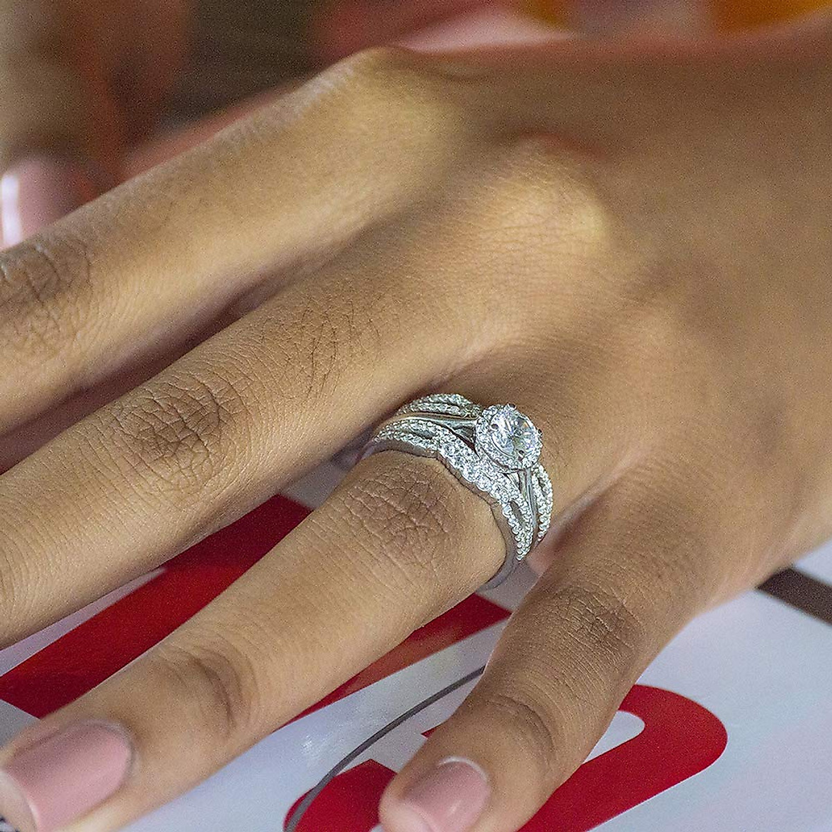 TwoBirch 0.57 Ct. Double Infinity Wedding Ring Guard Enhancer in Sterling Silver (CZ or MOISSANITE) (Cubic Zirconia, 7)