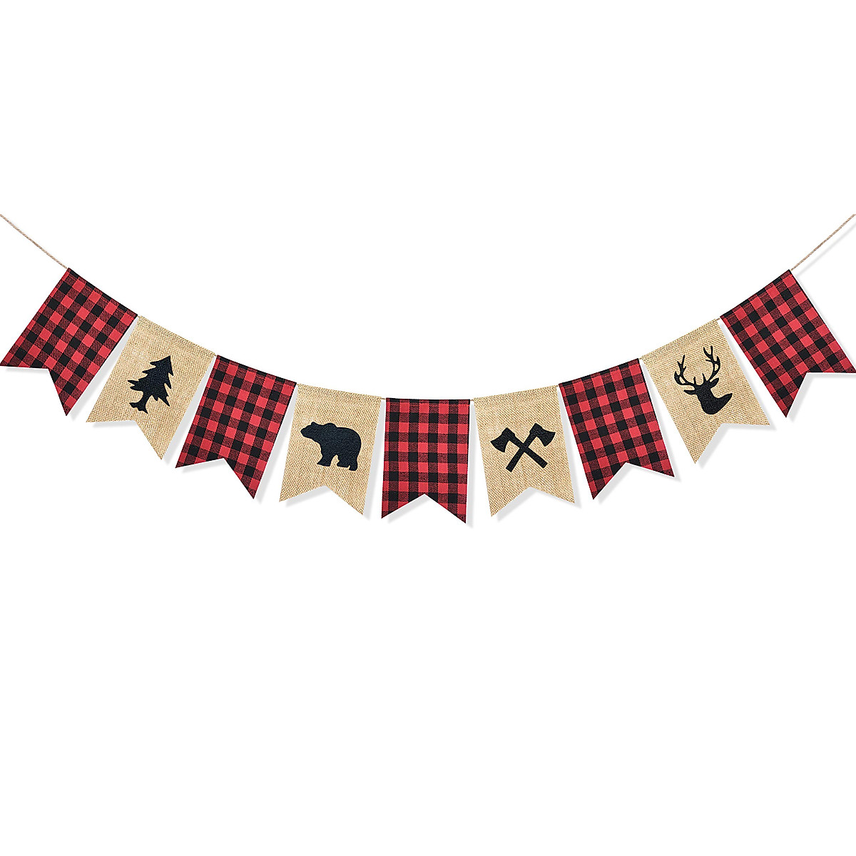Uniwish Lumberjack Buffalo Plaid Banner for Kids Adults Birthday Party Decorations Garland Woodland Themed Baby Shower Photo Backdrop