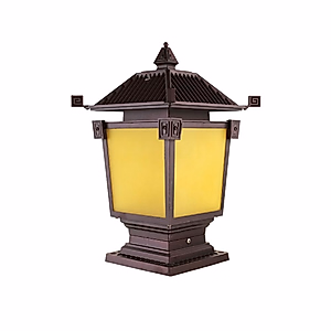 MODEBHD Solar LED Outdoor Post Lamps, Die-cast Aluminum Waterproof and Moisture-Proof IP65 Villa Courtyard Post Lantern E27, Pillar Light, The Garden Lawn Fence, Square Post Lights