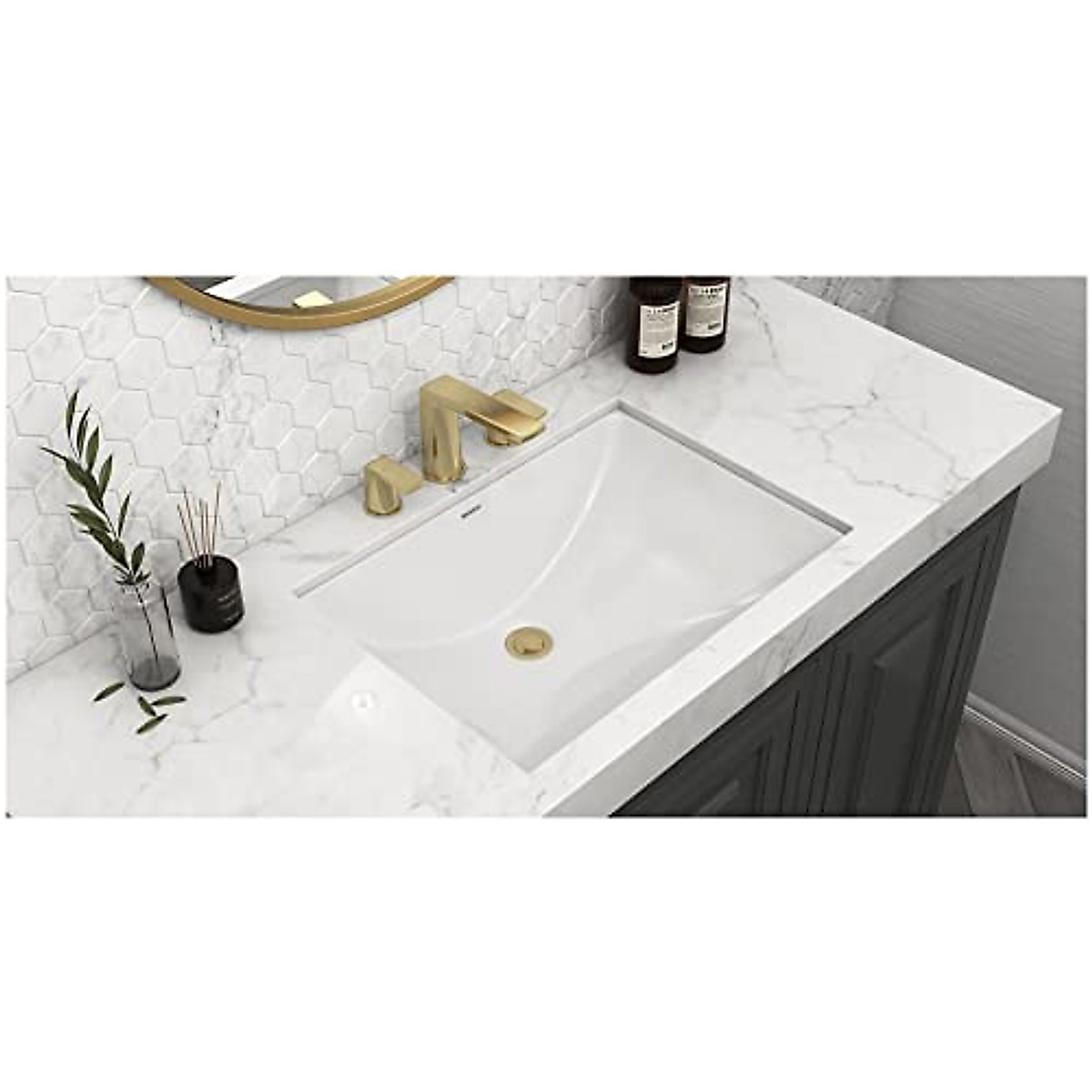 Ruvati 18 x 13 inch Undermount Bathroom Vanity Sink White Rectangular Porcelain Ceramic with Overflow - RVB0718