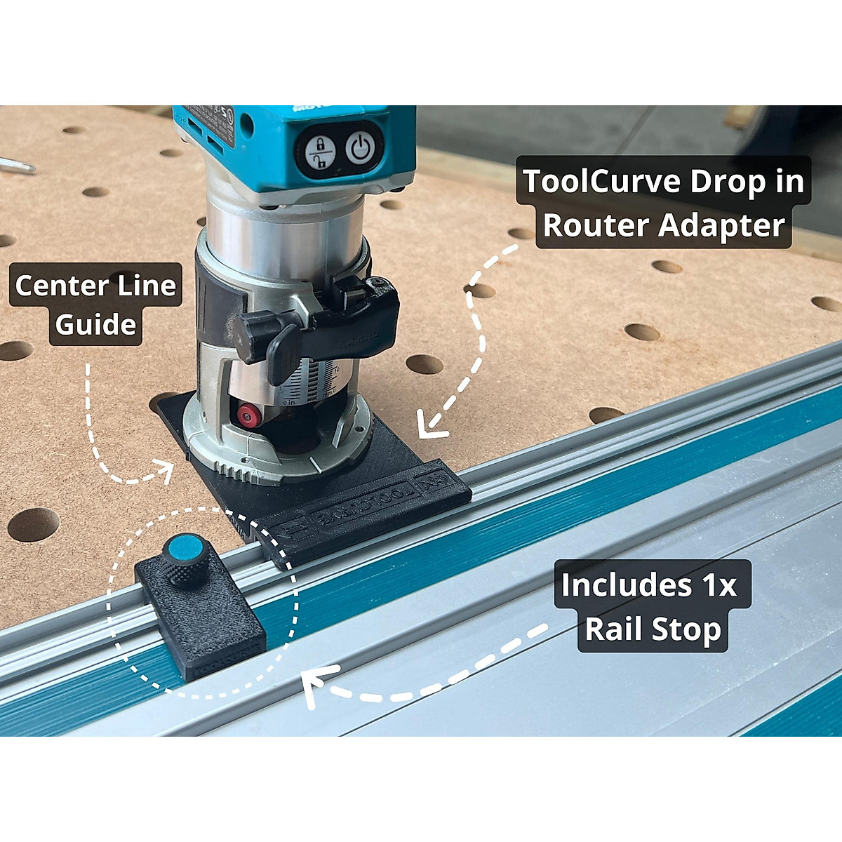 ToolCurve Guide Rail Adapter Compatible with Makita Router - Made in USA