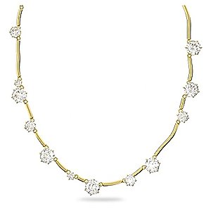 SWAROVSKI Constella necklace, Round cut crystal, Clear, Gold-tone Finish