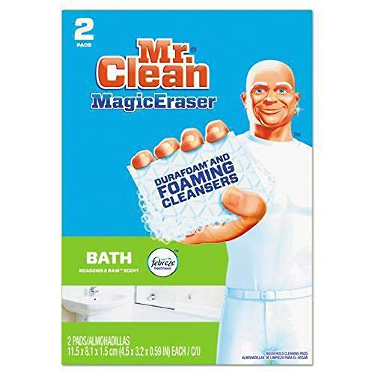 Mr. Clean PAG27141 Magic Eraser Bathroom Scrubber 2 per Box, White