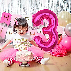 Big 40 Inch Hot Pink Number 3 Balloon 3rd Birthday Decorations for Girls | 3 Balloon Number Unicorn Three Old Birthday Decorations for Girls | Melon Birthday Party Supplies Pig Birthday Party Supplies