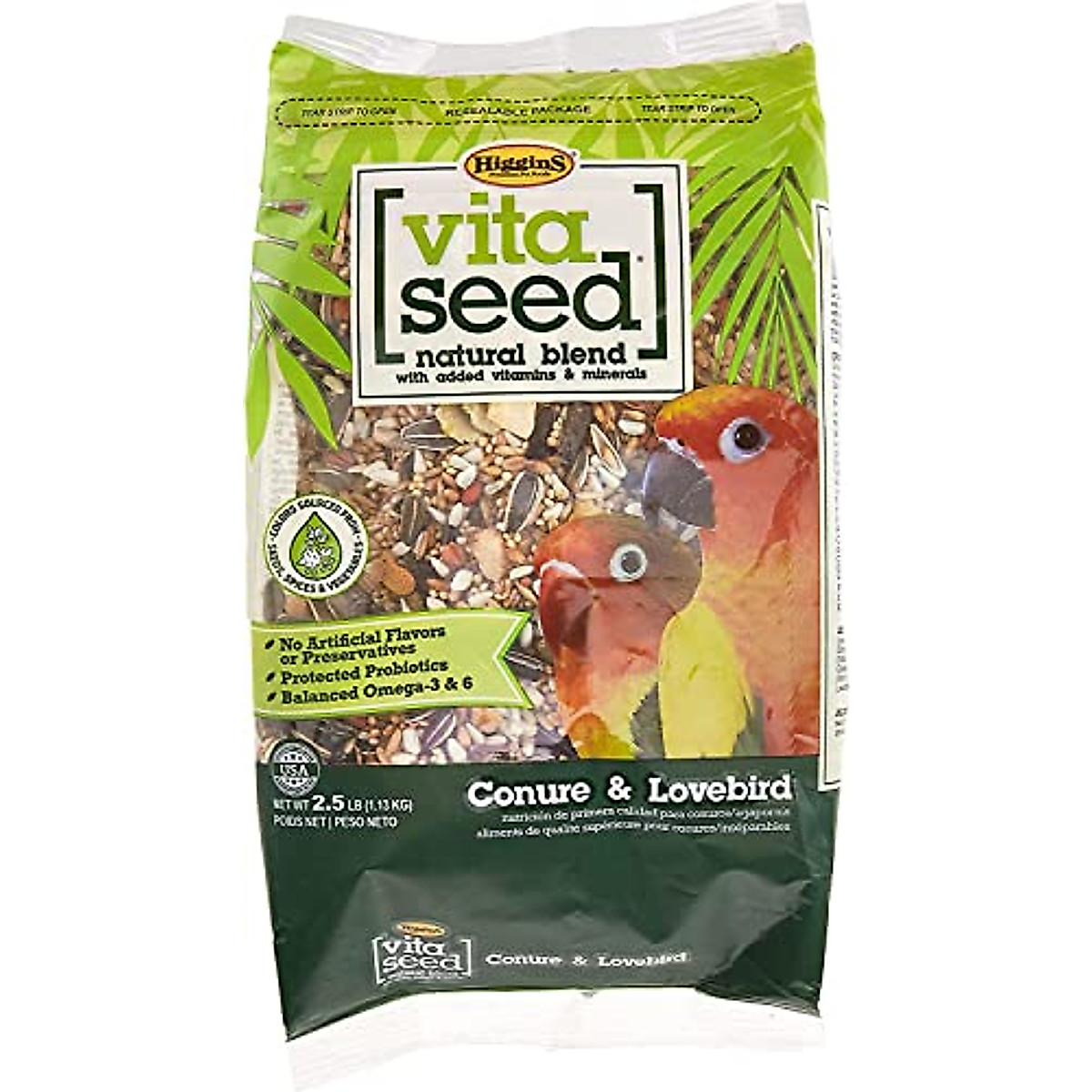 Higgins 2 Pack of Vita Seed Natural Blend Conure and Lovebird Food, 5 Pounds Each