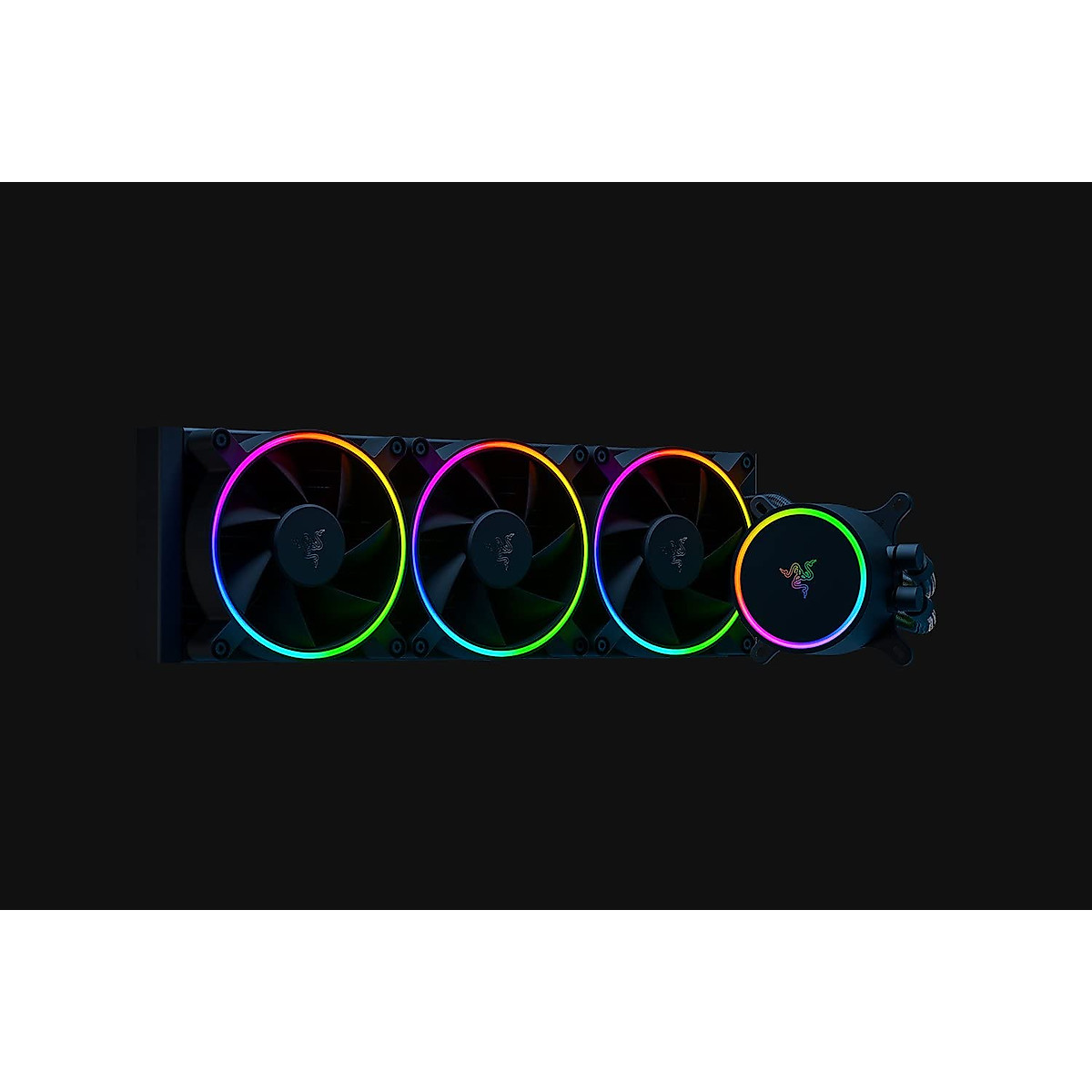 Razer Hanbo Chroma RGB All in One Liquid Cooler aRGB Pump Cap: AIO Design - Quiet, Powerful aRGB Fans - PWM Fan Controller Support - Intel LGA 115X Series, 2011, 1200, 1700, AM5 Compatible - 360MM