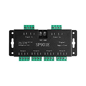 SUPERNIGHT LED Pixel Strip Amplifier Signal Data SPI Repeater for WS2801 WS2811 WS2812B WS2813 WS2815 SK6812 SK9822 Addressable RGB Light Strip Dream Color Programmable Rope Lighting 5v-24v SP901E