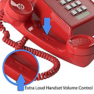Home Intuition Classic Corded Phone for Hearing Impaired Telephone for Seniors with Extra Loud Ringer, Red