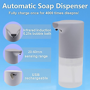 GZRKF Automatic Foaming Soap Dispenser Bathroom Hand Soap Dispenser Automatic Dish Soap Dispenser for Kitchen Sink Bathroom Commercial Hotel White