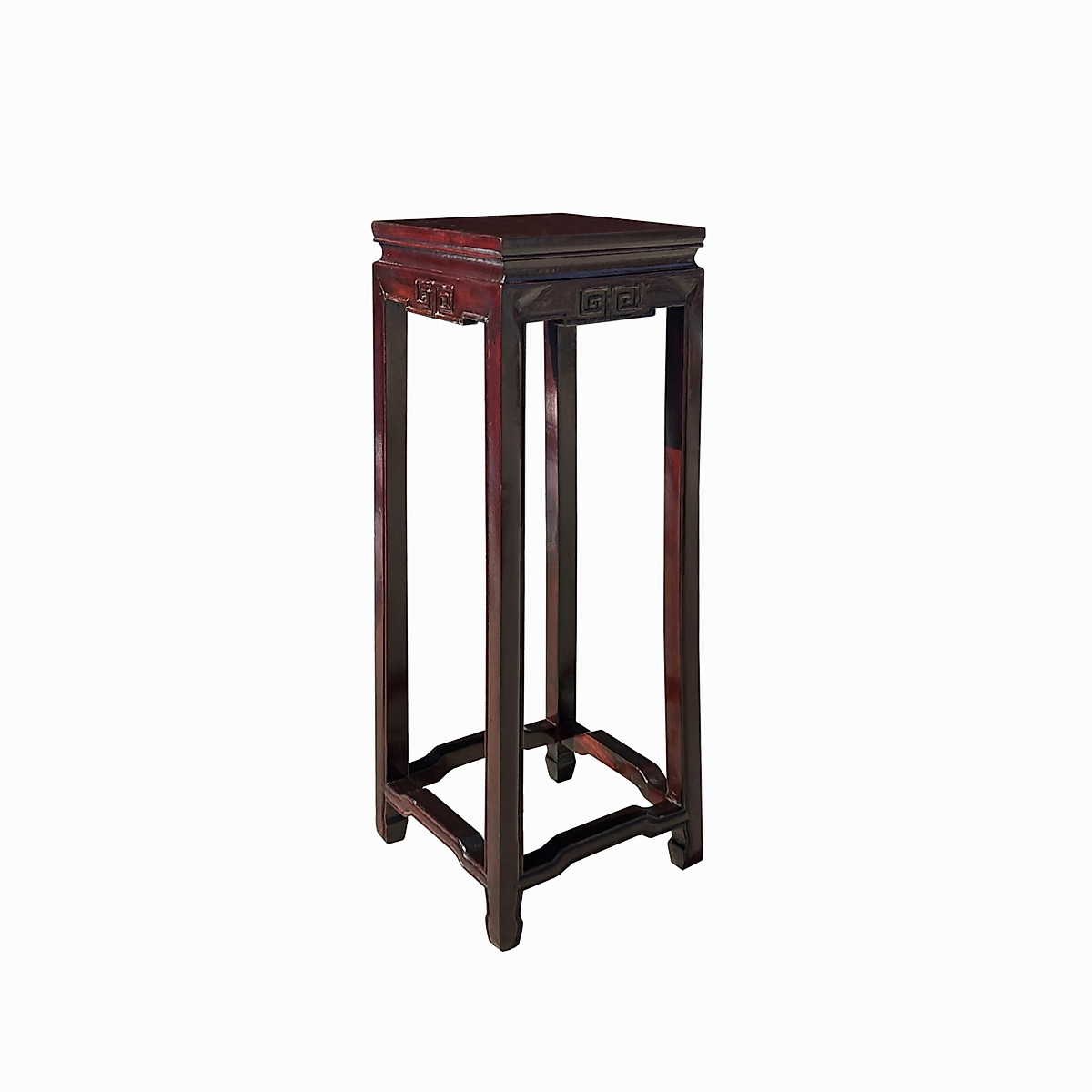 Chinese Oriental Square Burgundy Brown Plant Stand Pedestal Table Acs7686