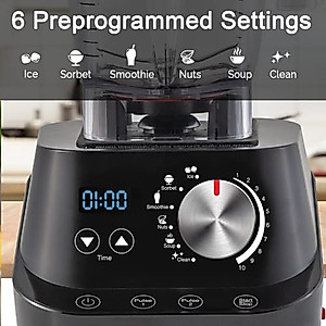 NUWAVE Infinity Moxie 64oz Blender – Professional Grade, Self-Cleaning - 6 presets & 10 Speed Settings for Shakes, Smoothies, Nut Butters, Crushed Ice & More – Comes w/Plunger & Scraper