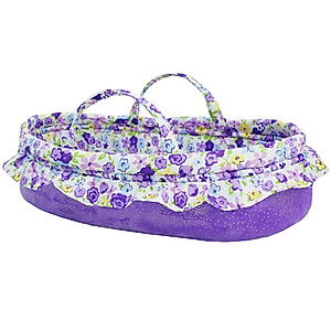 June Garden Cozy Dream Doll Bassinet - Baby Doll Portable Carrier - Fits for American Girl Dolls up to 18" - Soft Pillow & Safety Buckle Included - Purple