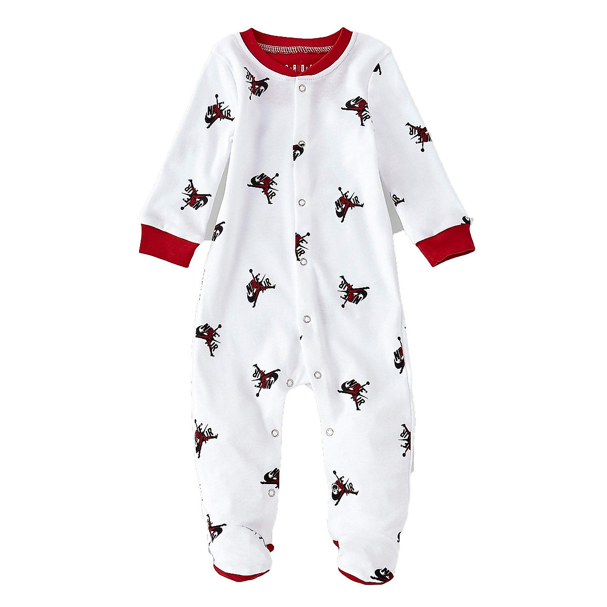 Nike Infant/Toddler Printed Footed Coverall (White(5566649-001)/Red, 6 Months)