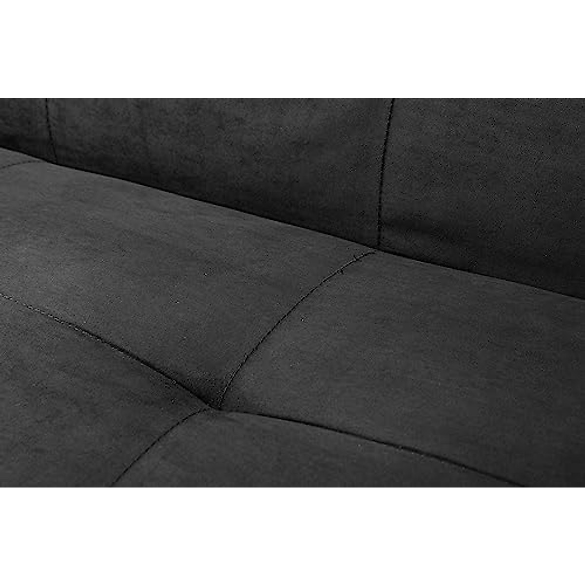 FANYE Modern Futon Sofa Convertible Sleeper Couch Bed, Soft Loveseat & Sofabed for Home Office Apartment Small Space Living Room Napping,Armless Love Seats W/Recliner Backrest,No Pillow, Black