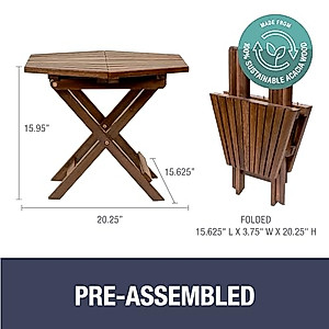 CleverMade Tamarack Folding Table - Outdoor Patio Furniture Accessory for Home Entertaining in the Patio, Backyard, and Deck, Cinnamon, Small